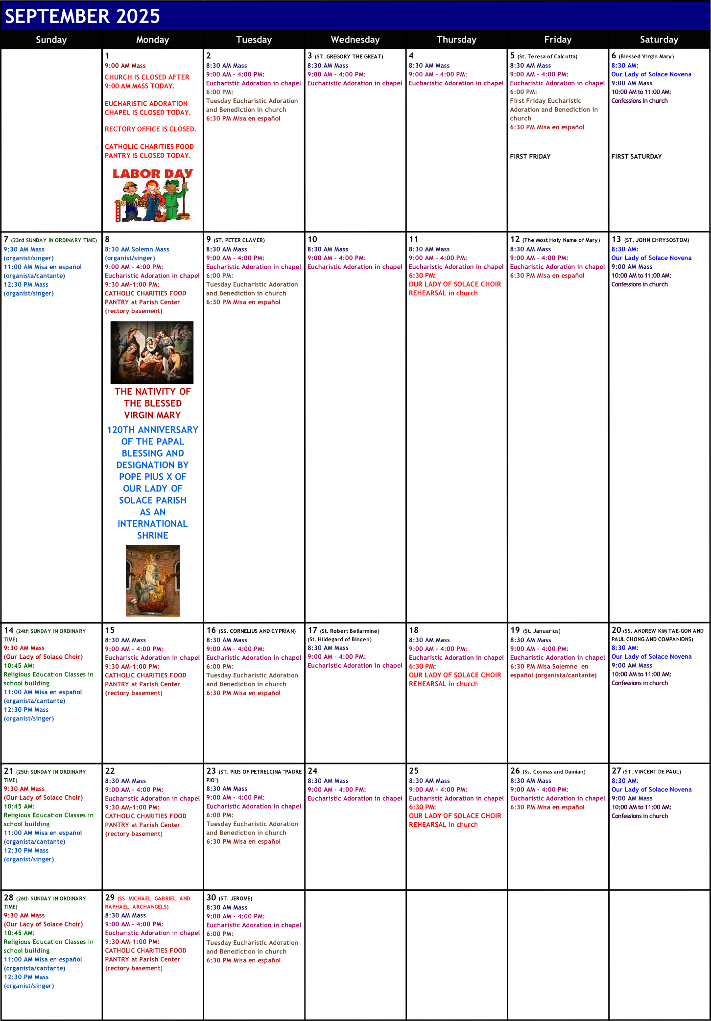 Parish Calendar